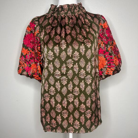 THML | Tops | Nwt Thml Embroidered Puff Sleeve Top Womens Xs Fall ...